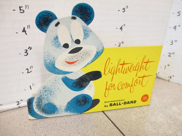 RED BALL-BAND 1953 shoe box insert store display sign cartoon BEAR ...