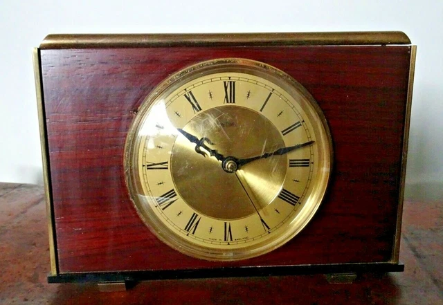 VINTAGE 1950'S-60'S METAMEC Oak Panel Desk/Mantel Clock with Quartz ...