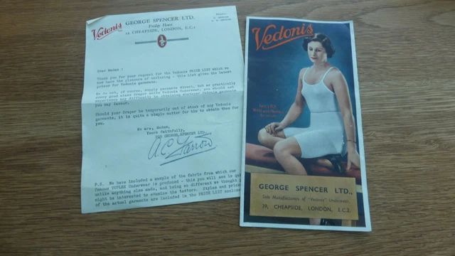 1938 ORIGINAL UK Vedonis Fold Out Womens Underwear Catalogue + Letter £ ...