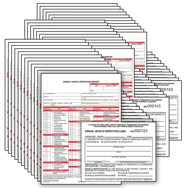 ANNUAL VEHICLE INSPECTION Report Form 50-pk. Snap-Out Format 3-Ply ...