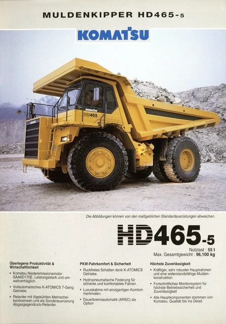 KOMATSU HD465-7 HD605-7 Muldenkipper Prospekt 2002 10/02 brochure dump ...