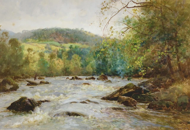 CHARLES KNIGHT (ACT.1880-1913) SIGNED 1896 ENGLISH WATERCOLOUR RIVER ...