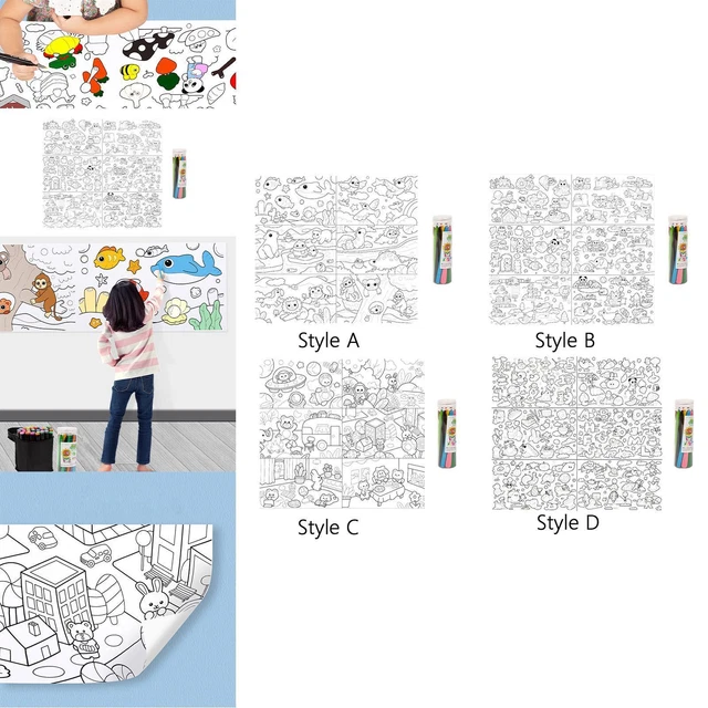 AFFICHE DE COLORIAGE livre de coloriage éducatif rouleau de papier d ...