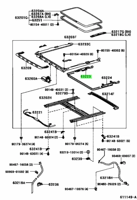 TOYOTA LAND CRUISER CABLE SLIDING ROOF DRIVE RHGenuine JDM OEM 63223 ...