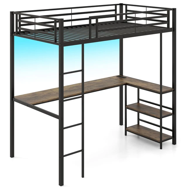 LOFT BED SINGLE Platform Bed Metal High Sleeper Bed £263.95 - PicClick UK