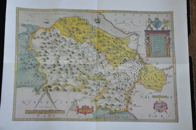 LARGE MEDIEVAL MAP - North Wales 1577 - Reproduction Art Print / Wall ...