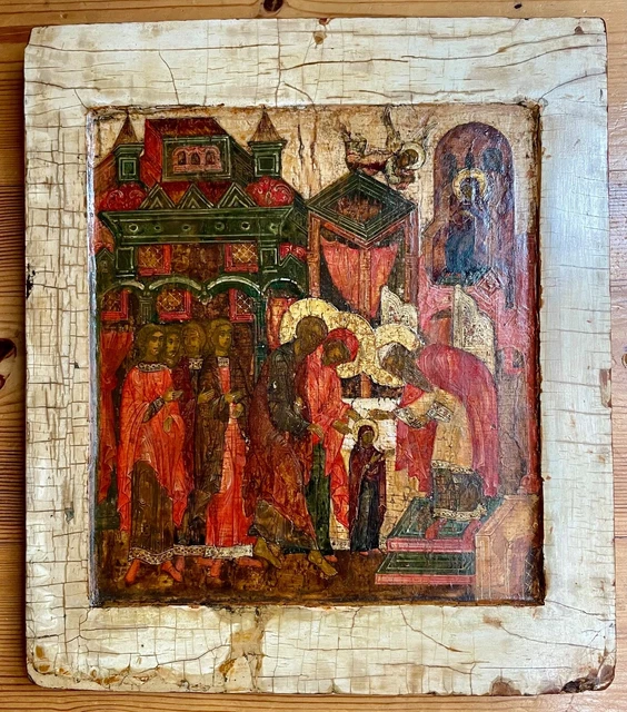 RUSSISCHE IKONE MIT der Einführung Marias in den Tempel, Moskau, Anfang 17. Jh. EUR 1.650,00 ...