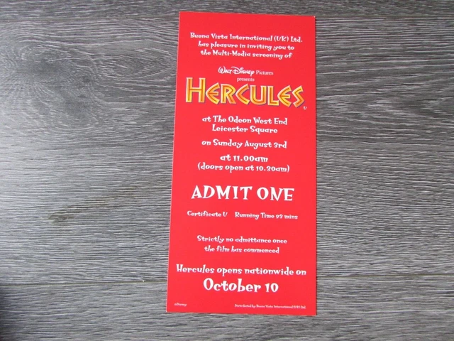 HERCULES WALT DISNEY Film FDA Invitation Card UK Multi Media Screening ...