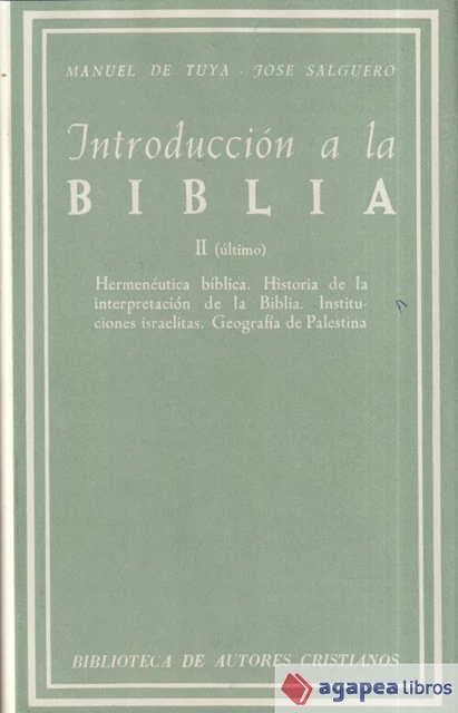 INTRODUCCIÓN A LA Biblia. II: Hermenéutica bíblica. Historia de la interpretació EUR 15,20 ...