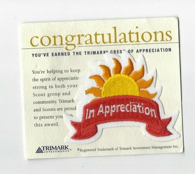 SCOUTS CANADA LEADER Scouter Trimark Crest of Appreciation Badge Patch ...