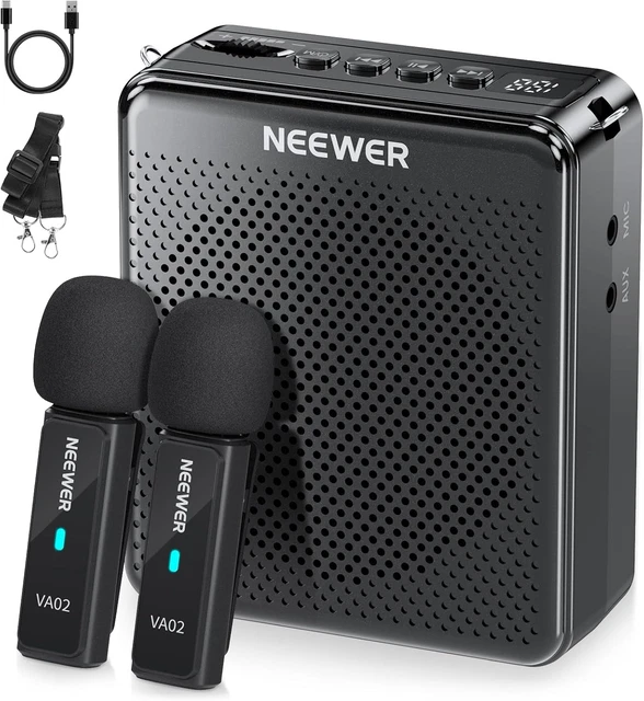 NEEWER VA02 VOICE Amplifier with Wireless Microphone, Portable Mini USB ...