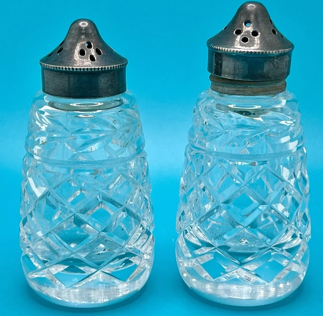 VINTAGE 1976 WATERFORD Crystal Glandore Salt & Pepper Shakers EPNS ...
