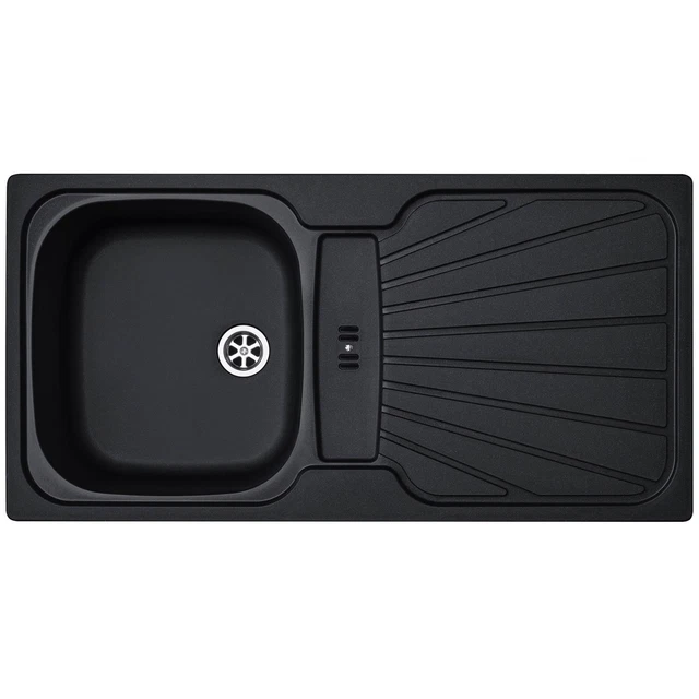 LIQUIDA CMP5BL 1.0 Bowl Reversible Inset Black Kitchen Sink With Waste ...