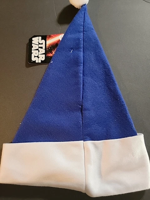 STAR WARS HTF Blue Felt Santa Claus Hat feat. Han Solo Yoda Chewy C3PO ...