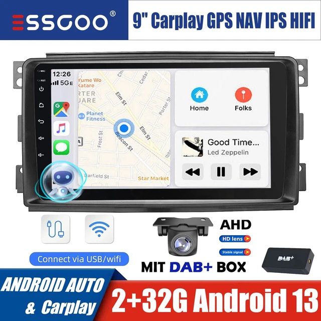PER SMART FORTWO 451 2005-10 2+32G Carplay DAB+ Android 13 autoradio GPS RDS Kam EUR 194,78 ...