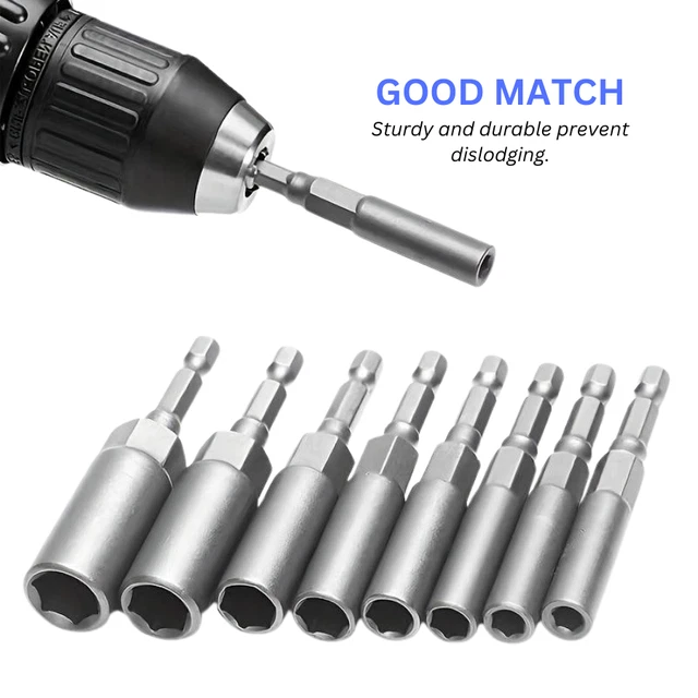 6MM-19MM FULL SET 7pcs Deep Bolt Nut Driver Bit Set 1/4" Hex Shank ...