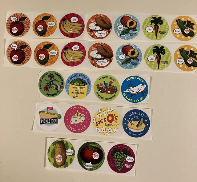 25 RARE TRADER Joes Stickers 2024 2024 Groceries & Veggies Collectible ...