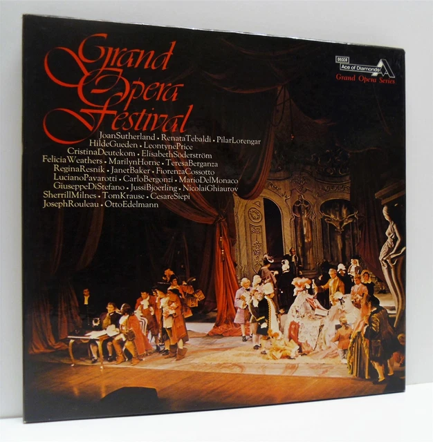 GRAND OPERA FESTIVAL pavarotti, tebaldi, ghiaurov, baker 3 LP BOX SET ...
