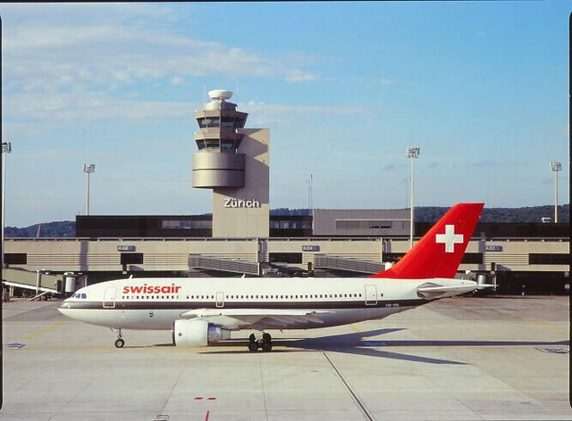 MITTELFORMAT DIA FLUGZEUG HB-IPA ZRH 06.09.1994 Sammlungsaufl. gerahmt ...