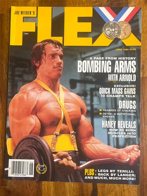 FLEX BODYBUILDING MUSCLE magazine Mr Olympia ARNOLD SCHWARZENEGGER 6-89 ...