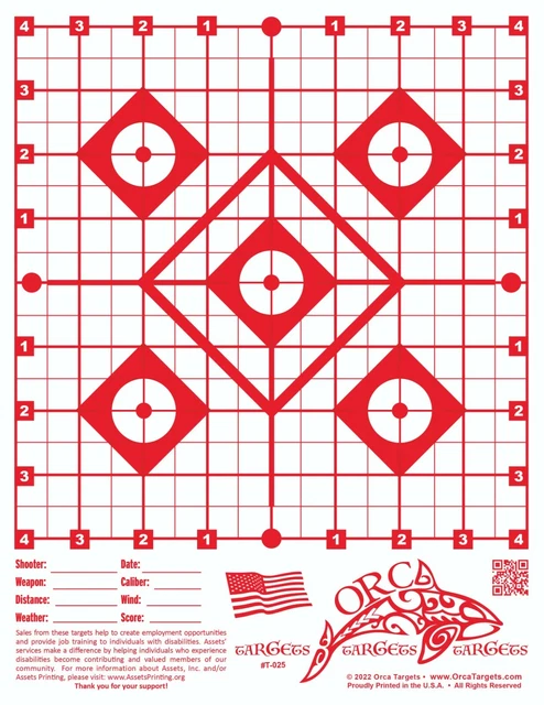 100 QTY RIFLE/PISTOL Paper Target - Sight in Scope - FREE Shipping! [D ...