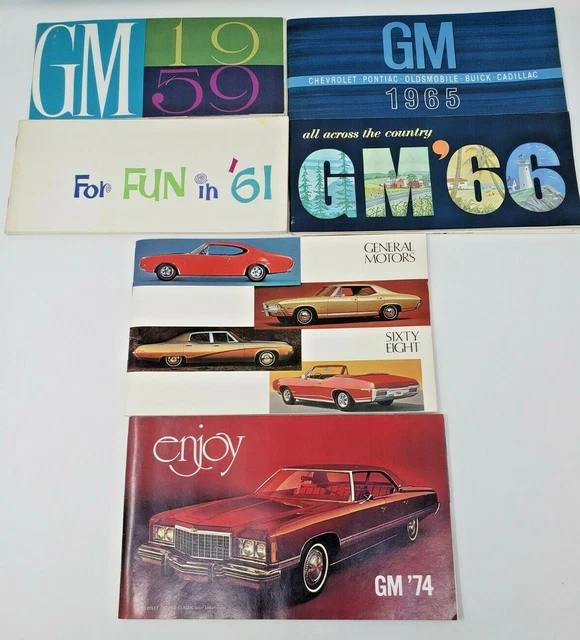 VINTAGE ORIGINAL GM Dealer Sales Brochures 1959 61 65 66 68 74 Lot $59. ...