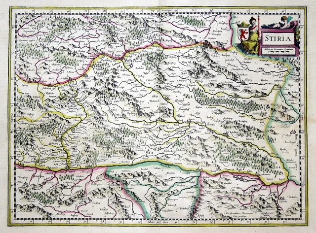 STYRIA ORIGINAL COPPERPLATE Map Mercator Janssonius 1638 £181.80 ...