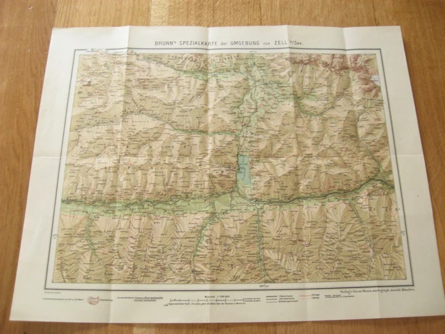 ALTE LANDKARTE BRUNNS Spezial Karte der Umgebung von Zell am See um 1925 EUR 14,99 - PicClick DE