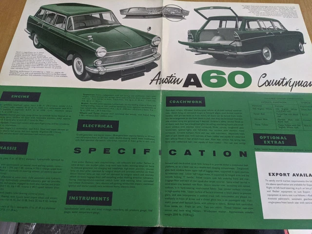 VINTAGE MOTOR CAR BROCHURE AUSTIN A60 COUNTRYMAN . £16.00 - PicClick UK