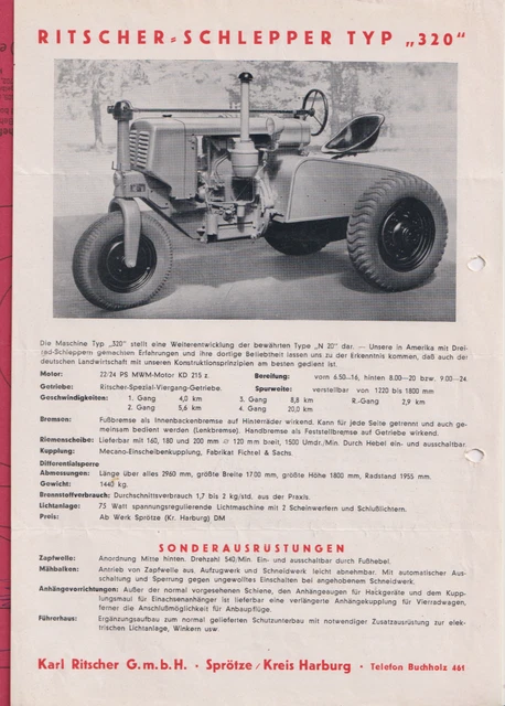 PROSPETTO ORIGINALE RITSCHER trattore bulldog trattore con motore ...