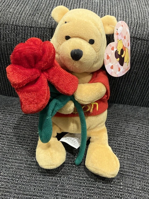 DISNEY STORE WINNIE The Pooh Rose Valentines 2001 Retired Plush Toy ...