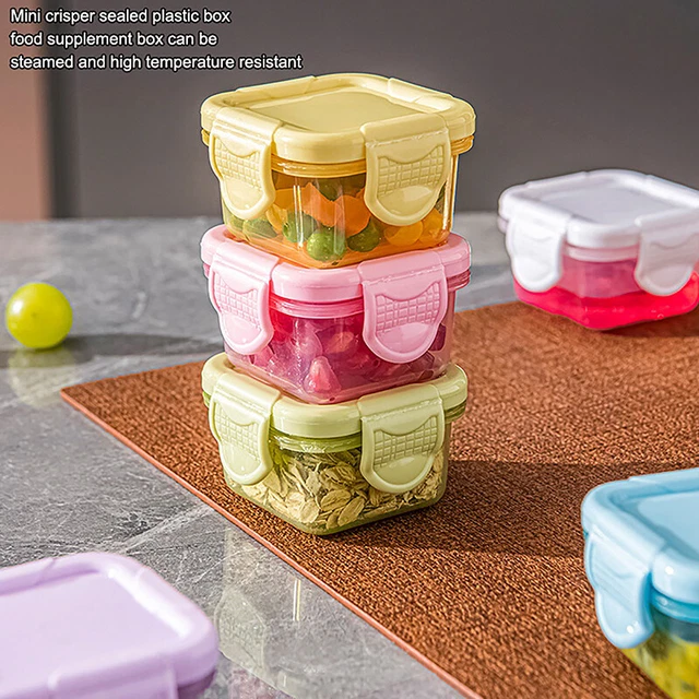 MINI PLASTIC STORAGE Containers Clear Small Box With Lids Food Storage ...