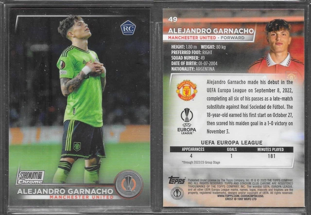 TOPPS STADIUM CLUB Chrome 2023 Alejandro Garnacho Manchester United ...