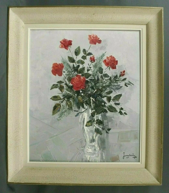 TABLEAU BOUQUET DE roses 1964 par Jourcin EUR 165,00 - PicClick FR