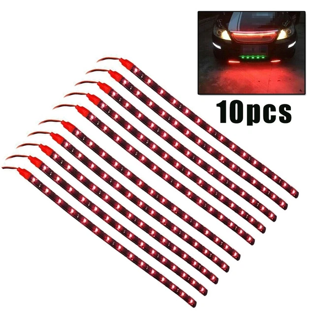 LAMPE BANDE FEUX LED 1000K 10pcs Rouge 12V SMD Queue Jour 30CM Voiture ...