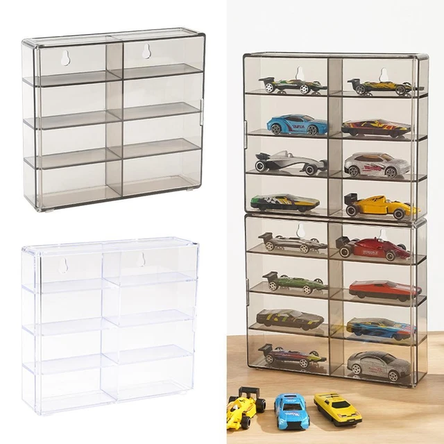 CLEAR ACRYLIC DISPLAY Case with Door for 164 Scale Toy Cars or 8 Whee ...