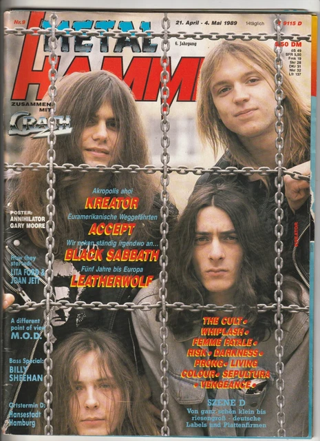 METAL HAMMER #9/1989 Kreator/Accept/Black Sabbath/MOD + Poster MUSIK ...