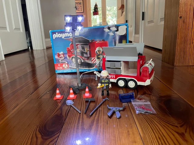 PLAYMOBIL 3178 FIRE Truck Auxiliary Trailer with working light tower £ ...
