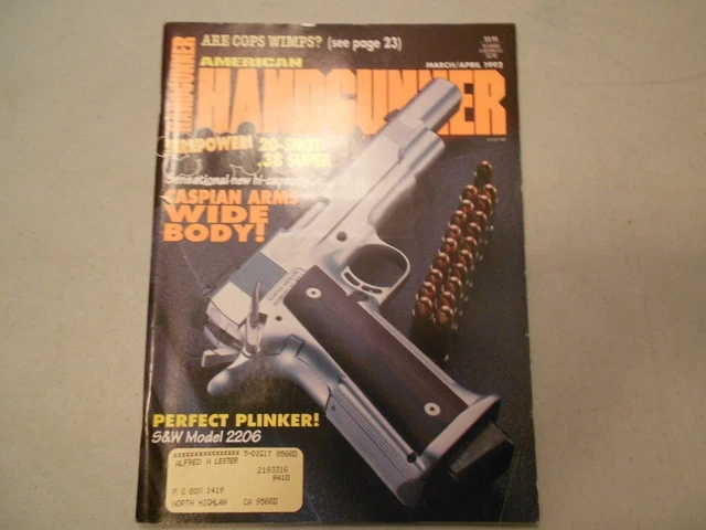 AMERICAN HANDGUNNER MAGAZINE AHG March/April 1992 Caspian Arms Wide ...
