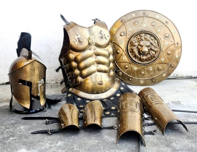 SPARTAN ARMOR SUIT Muscle Breastplate Helmet Leg Arm guard & Shied With ...