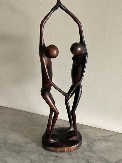 VINTAGE NUDE AFRICAN Wood Carving Dancing Couple Male Female Huge 15 ...