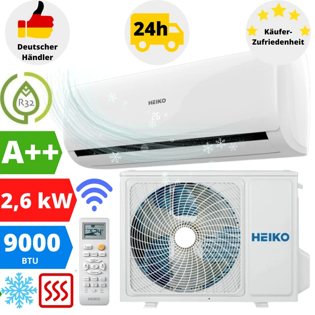 SPLIT KLIMAANLAGE 9000 BTU Klimagerät Inverter Klima 2,6kW R32 ...