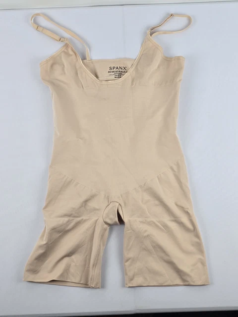 WOMEN'S SPANX 10244R Beige Power Open Bust Mid-thigh Bodysuit Size 3X ...
