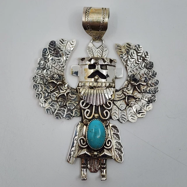 Giant Alonzo Mariano Navajo Sterling Silver Turquoise Stone Eagle