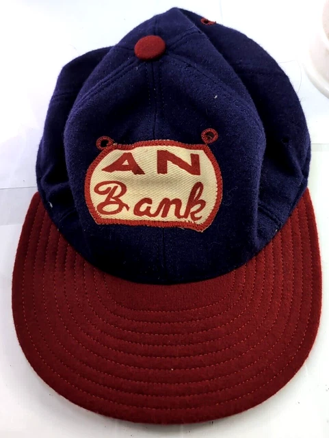 MUST SEE! VINTAGE AN Bank Hat Blue Red Bill 7 1/8 Baseball Cap $18.73 ...