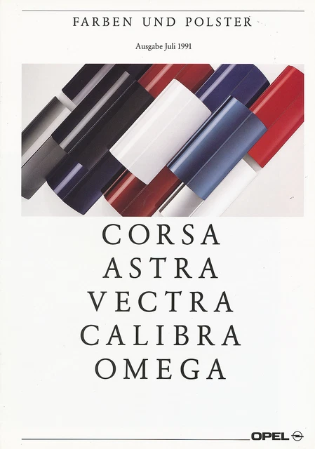 OPEL PROSPEKT FARBEN Polster 1991 7/91 colour chart upholstery brochure ...