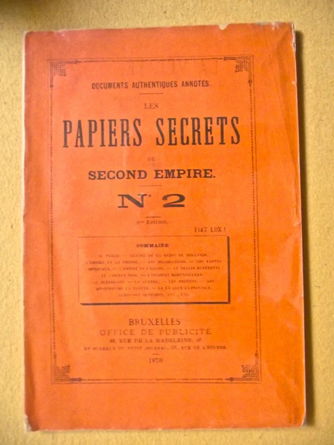 LES PAPIERS SECRETS Du Second Empire N°2 Napoléon Iii Documents Authentique 1870 EUR 12,00 ...