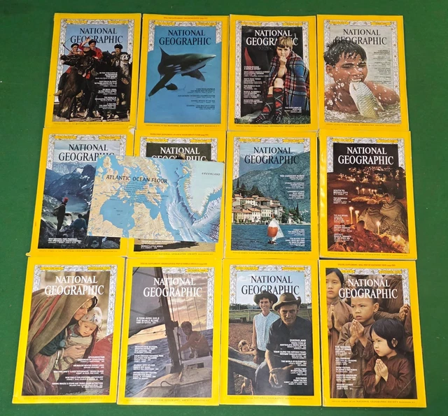 NATIONAL GEOGRAPHIC MAGAZINE 1968 Full Run 12 Issues 1 Map Atlantic ...