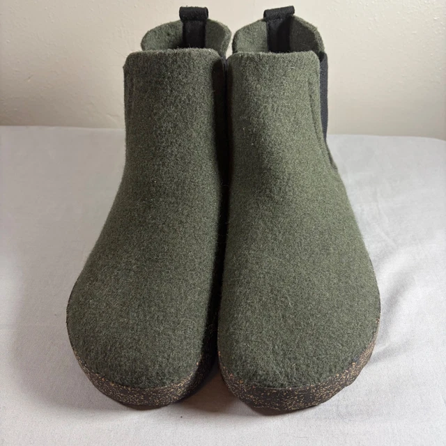 ASPORTUGUESAS CITY GREEN Wool Felt Chelsea Boots Cork Sole Mens 45, 11. ...