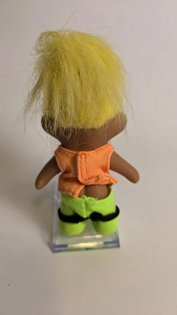 VINTAGE TROLL DOLL 1991 with Blonde Hair, Orange Shirt and Neon Green ...